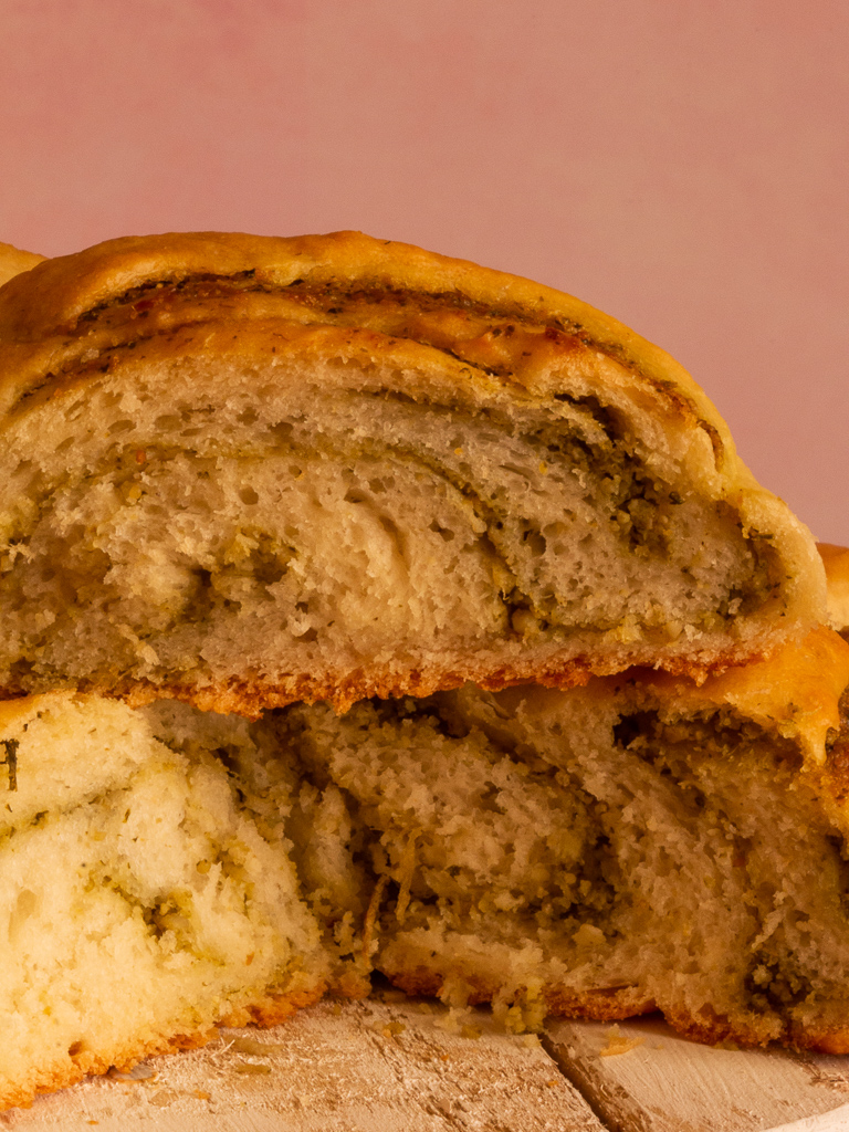 Russian braided pesto bread for #Breadbakers - Veenas Vegnation